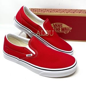 Vans | Shoes | Vans Classic Slip On Racing Red Canvas Mens | Poshmark